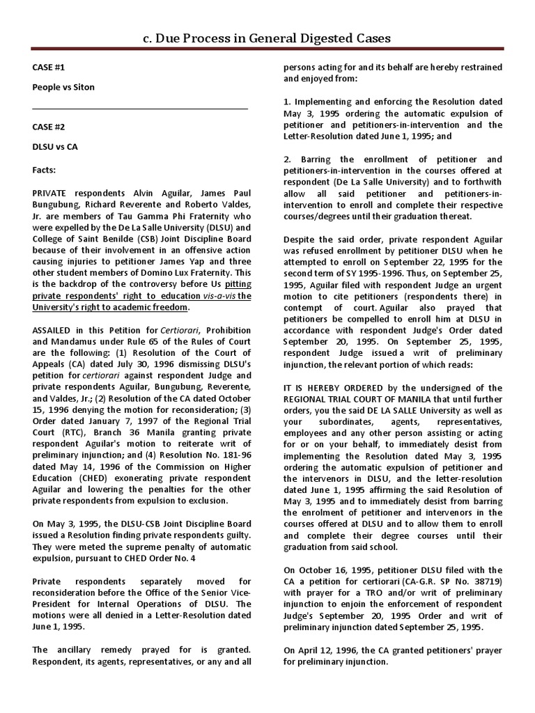 Due Process in College Expulsion Cases | PDF | Overbreadth Doctrine ...