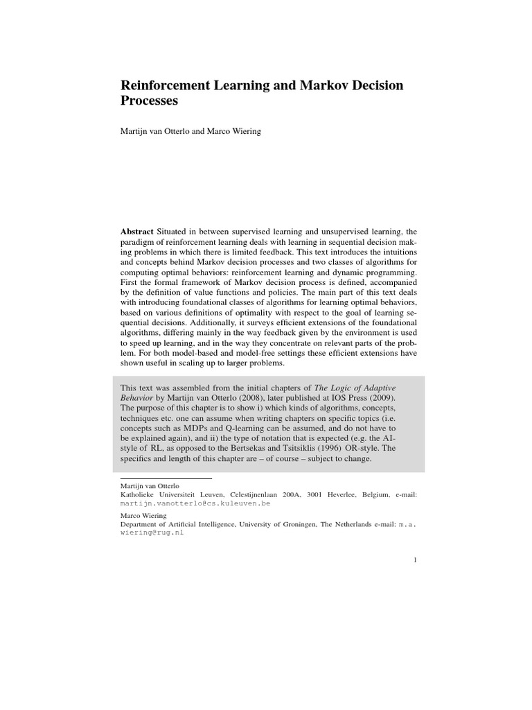 Markov Decicion | PDF | Mathematical Optimization | Markov Chain