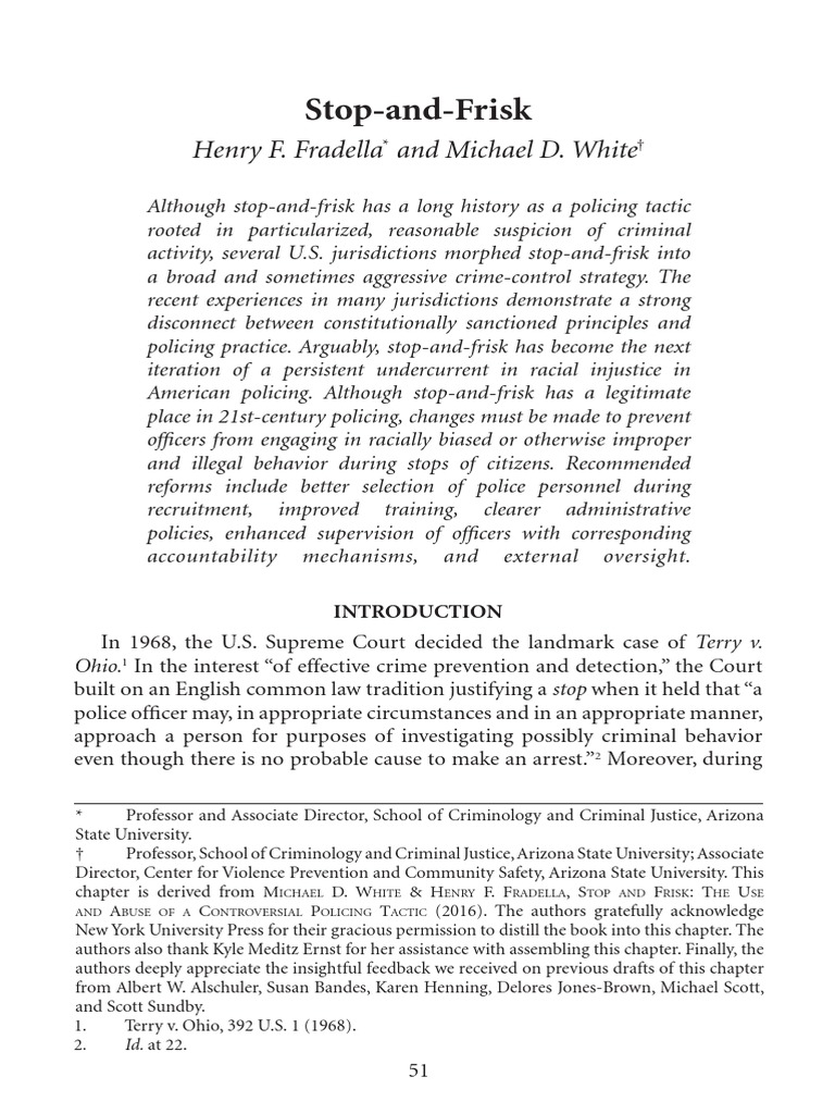 Stop and Frisk | PDF | Stop And Frisk In New York City | Terry V. Ohio