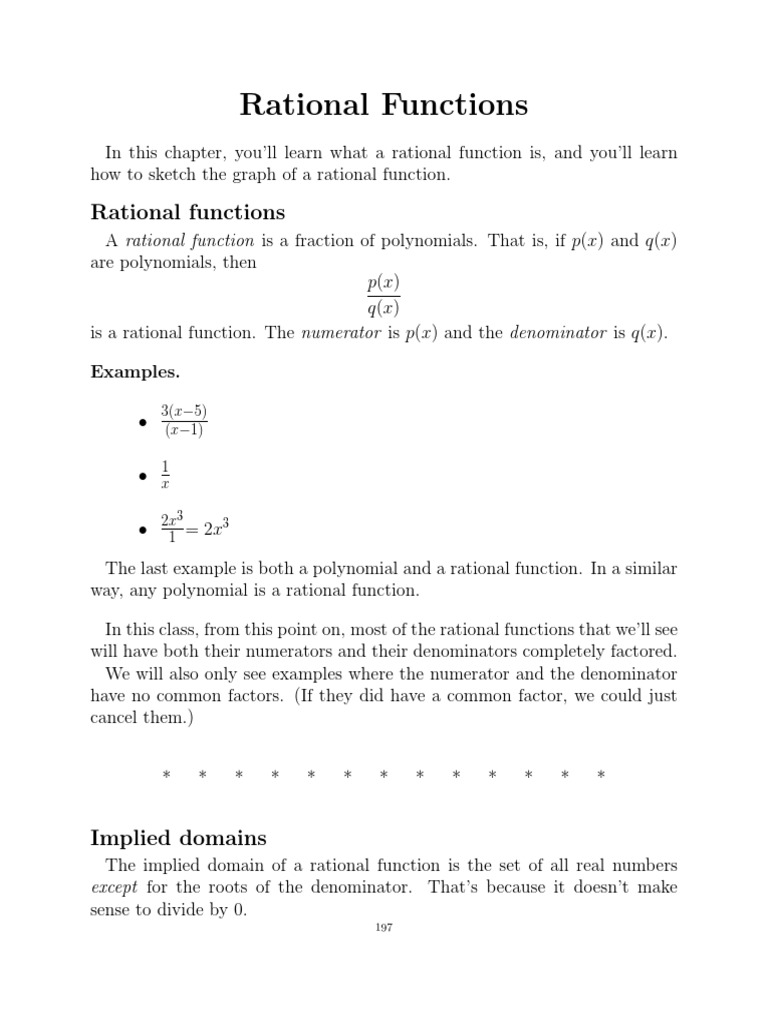 Rational Functions | PDF | Polynomial | Fraction (Mathematics)