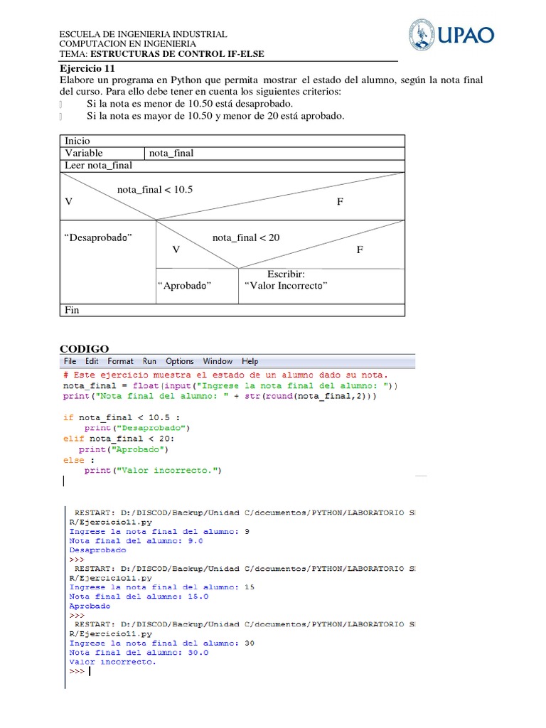 Ejercicios Estructura if Else Semana3 | Programación de computadoras | Áreas de la informática