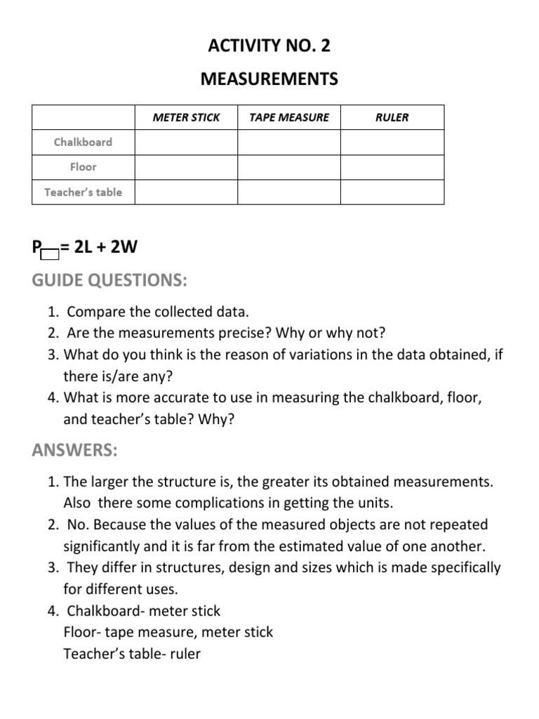 Measuring Classroom Objects Accurately | PDF