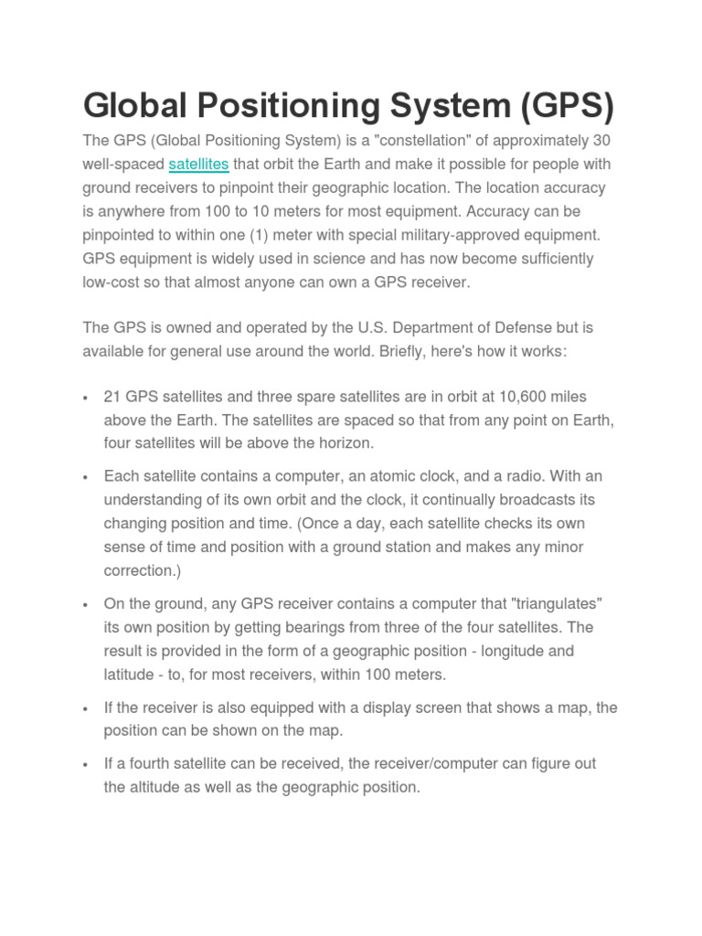 Global Positioning System (GPS) : Satellites | PDF | Global Positioning ...