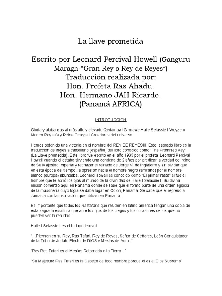 La Llave Prometida - The Promised Key - Leonard Howell | PDF | Monarca ...