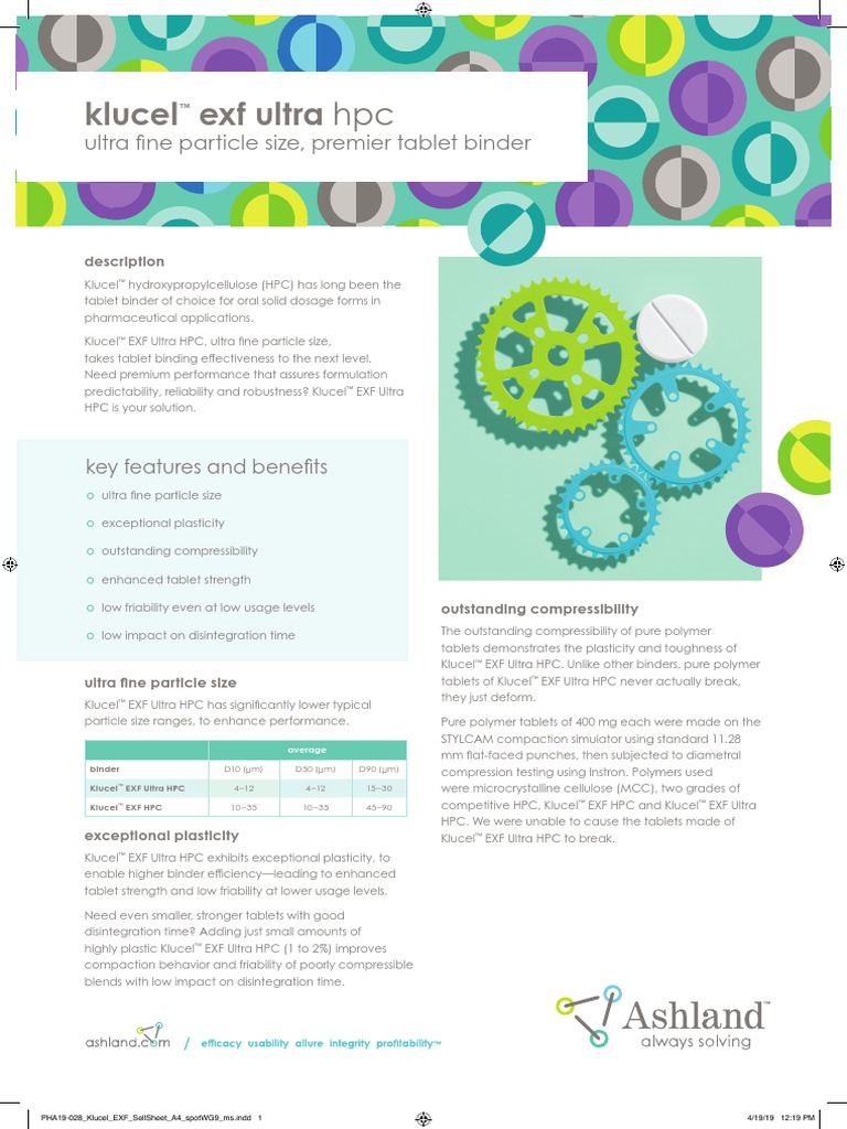 PHA19-028 Klucel EXF SellSheet A4 spotWG9 Ms | PDF | Tablet (Pharmacy ...