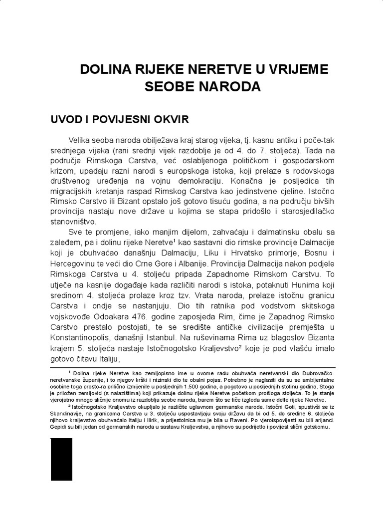 Dolina Rijeke Neretve U Vrijeme Seobe Naroda | PDF