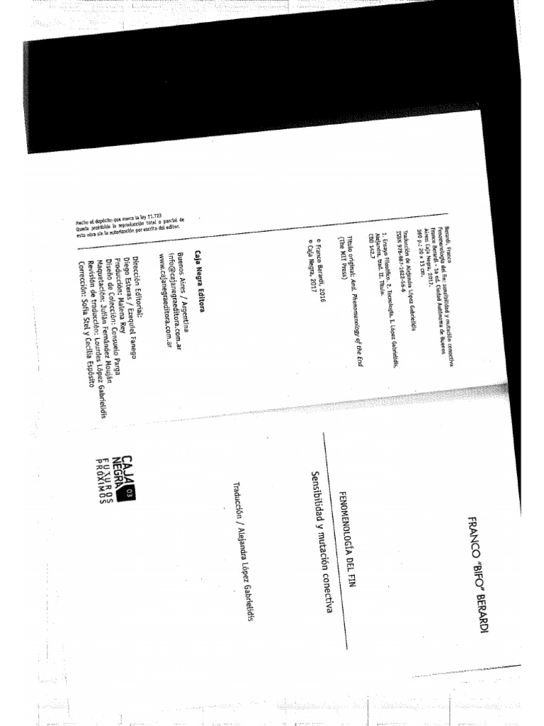 Bifo Berardi, Fenomenología Del Fin | PDF