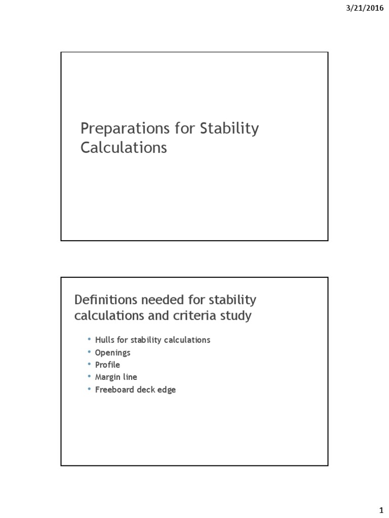 Preparations For Stability Calculation | PDF | Deck (Ship) | Curve