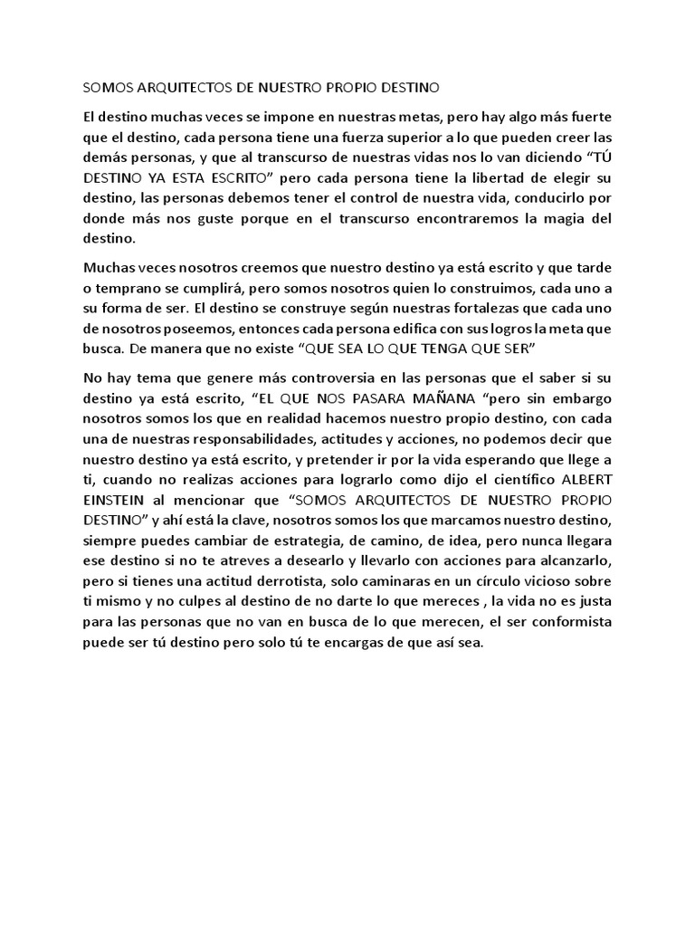 Somos Arquitectos de Nuestro Propio Destino | PDF