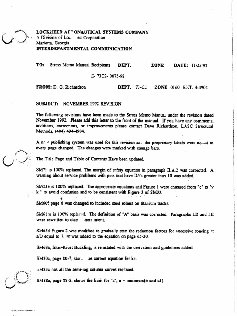 Engineering Stress Memo Manual Lockheed PDF | PDF