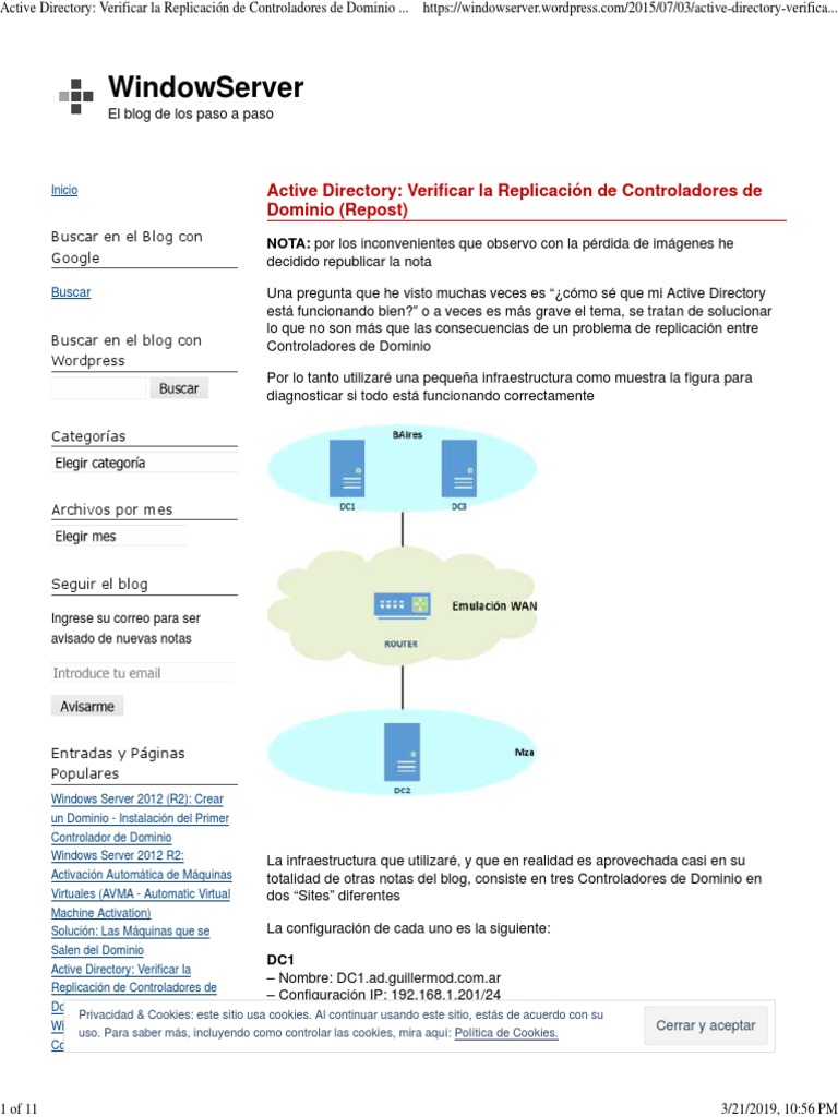 Active Directory - Verificar La Replicación de Controladores de Dominio ...