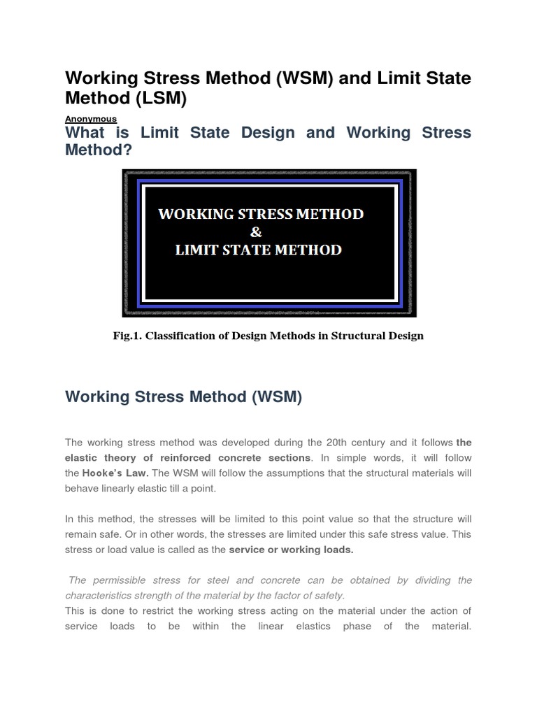 Working Stress Method (WSM) and Limit State Method (LSM) | Download Free PDF | Strength Of ...