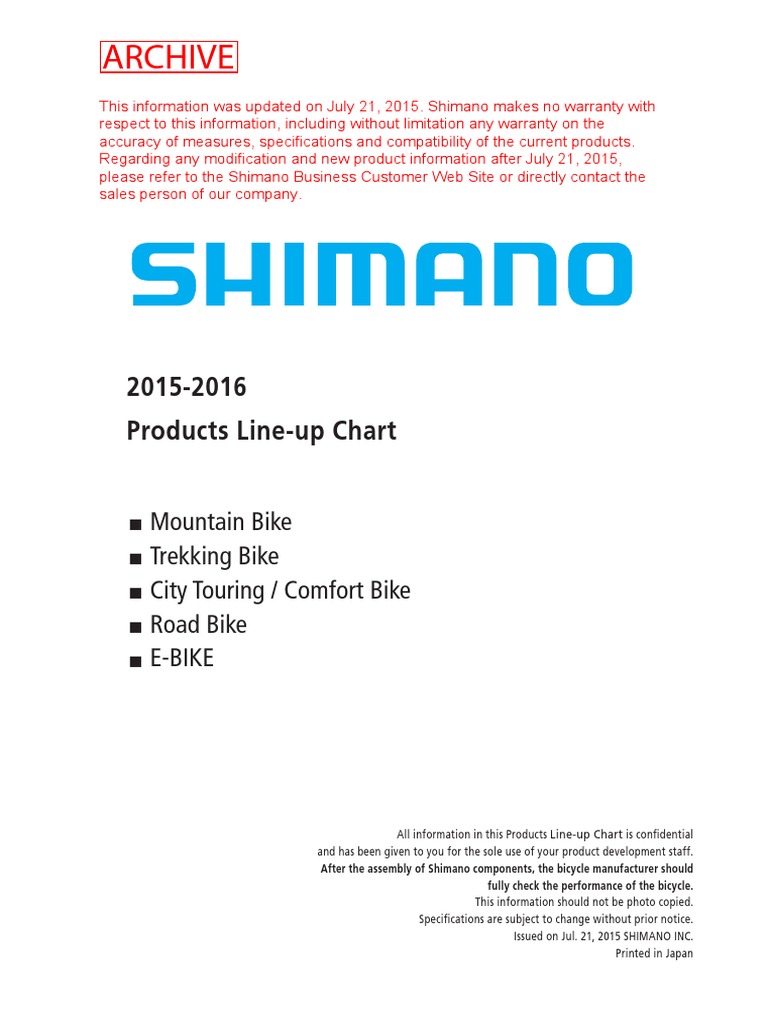Archive: 2015-2016 Products Line-Up Chart | PDF | Adventure Travel | Wheel