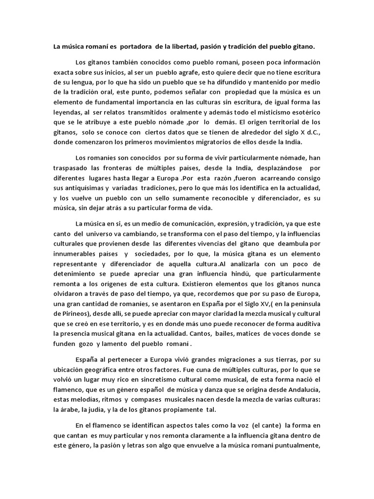 Musica en El Pueblo Gitano | PDF | Pueblo romaní | Tradiciones
