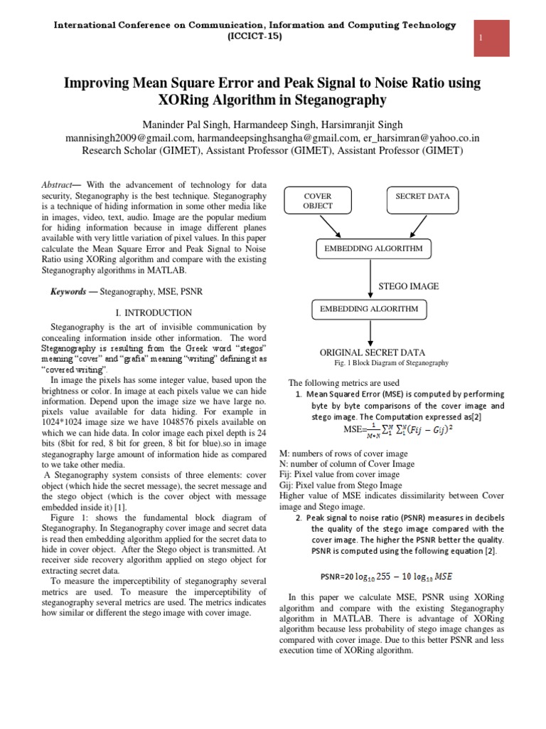 Improving Mean Square Error and Peak Signal To Noise Ratio Using Xoring Algorithm in ...