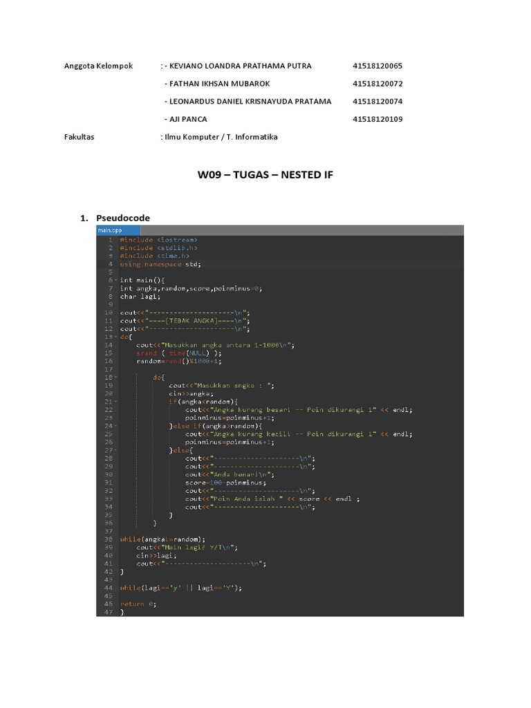 W09 Tugas Nested If | PDF | Metode & Bahan Ajar