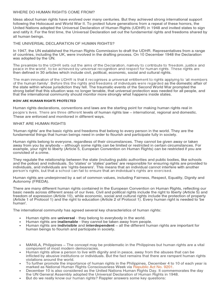 Where Do Human Rights Come From | PDF | Human Rights | Rights