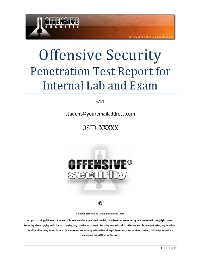 Offensive Security: Penetration Test Report For Internal Lab and Exam ...