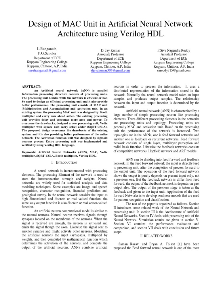 MAC For ANN Using Verilog | PDF | Artificial Neural Network | Digital Electronics