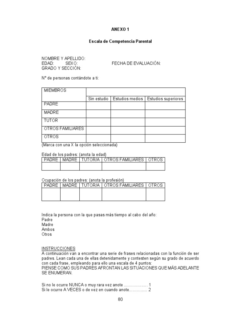 Escala de Competencias Parentales Percibidas - Hijos | PDF | Violencia