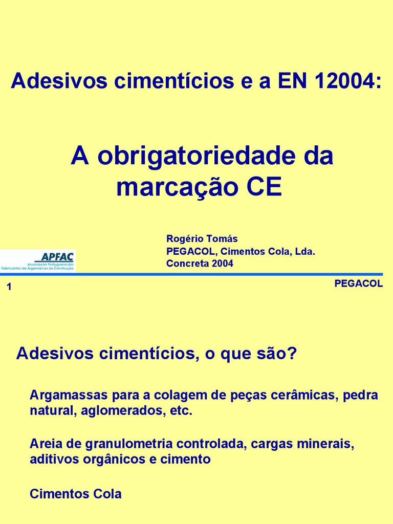 Norma en 12004 - Cimentos Cola | PDF | Cimento | Materiais