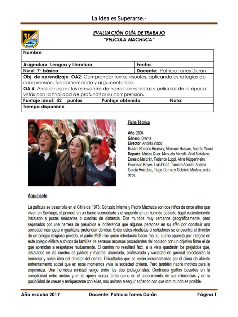 Evaluación Película Machuca | PDF