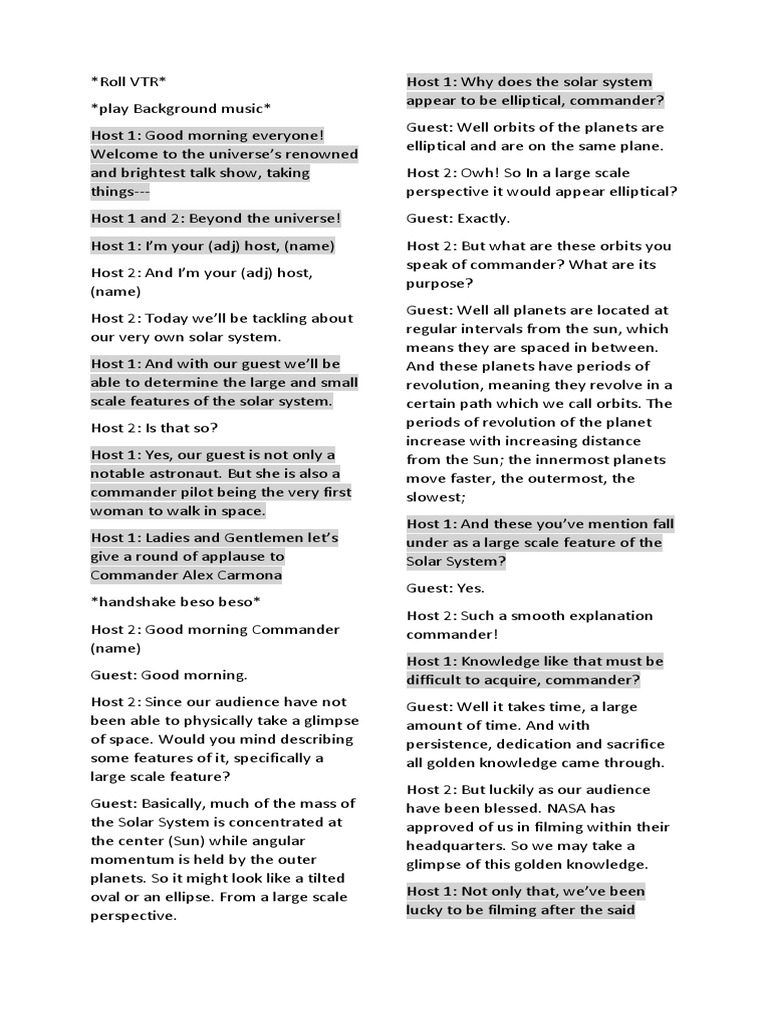 Science Script | PDF | Solar System | Planets