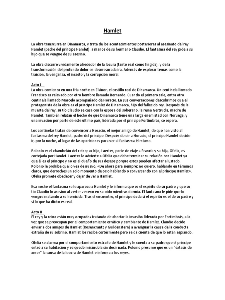 Hamlet - Resumen | PDF | Aldea