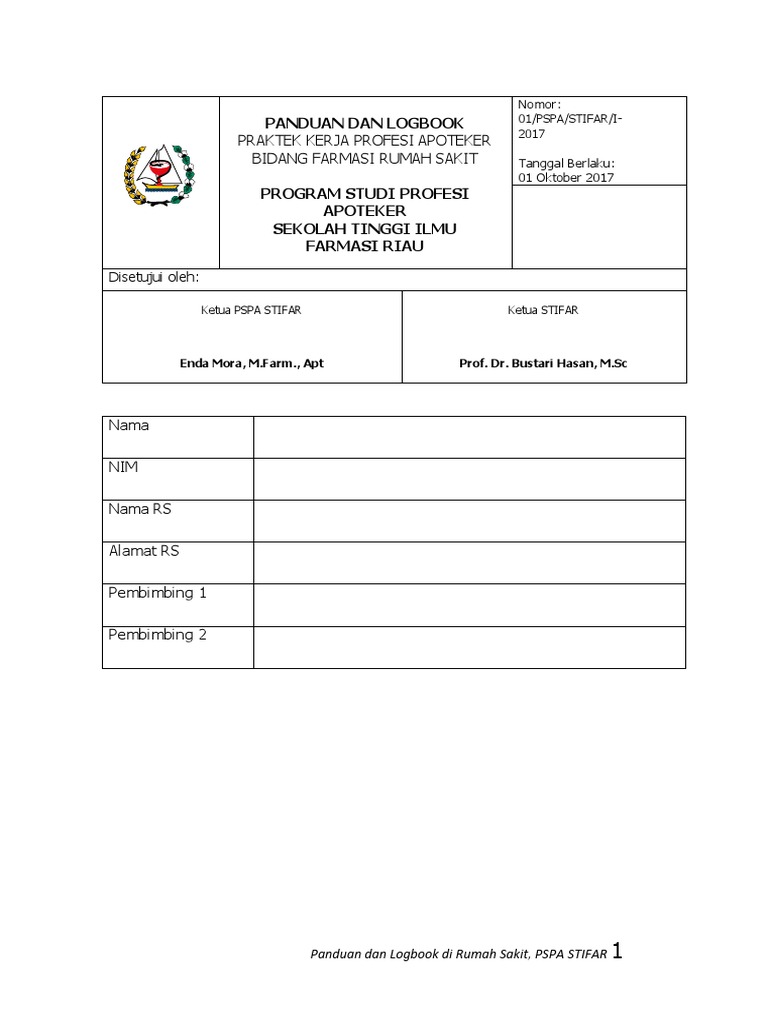 Panduan Dan Logbook PKPA RS | PDF