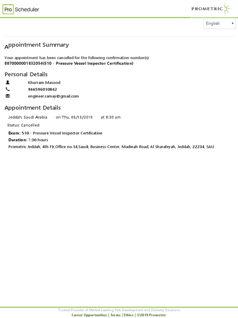 ProScheduler - Appointment Cancelled | PDF