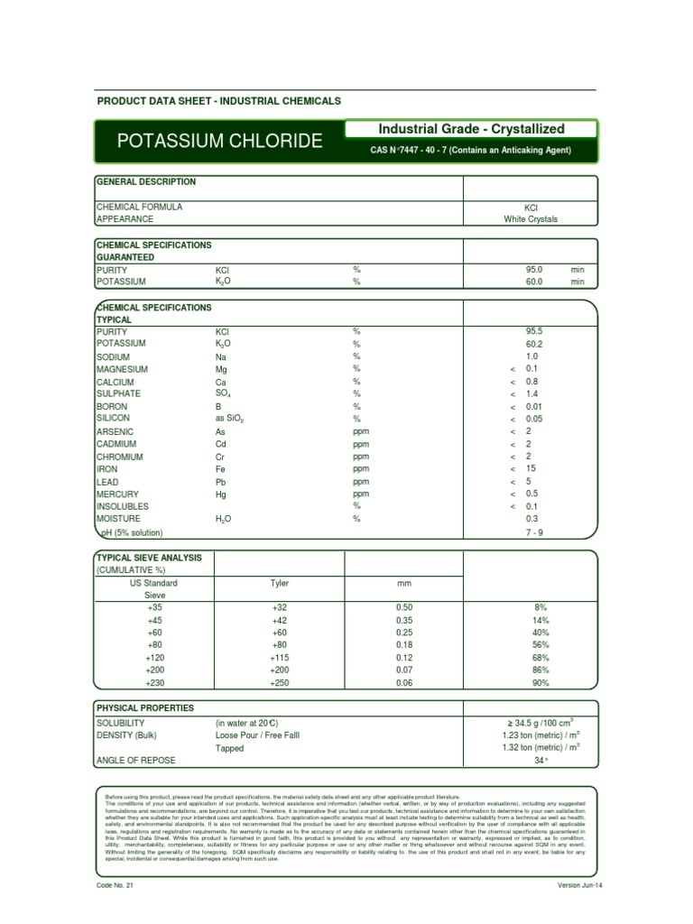 Cert. Analisis KCL - English | PDF | Potassium Chloride | Potassium