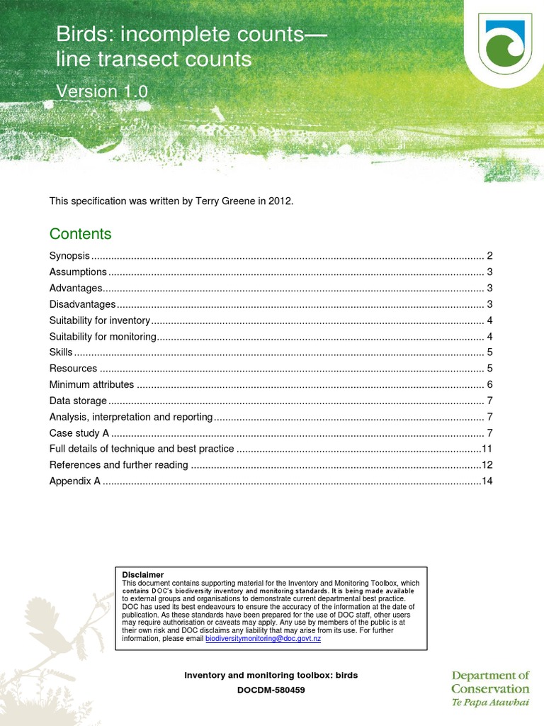 Line Transect Counts for Bird Monitoring | PDF | Sampling (Statistics ...