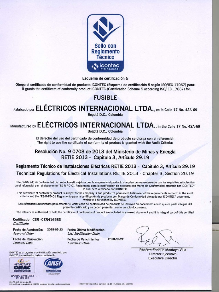 Certificado Retie | PDF