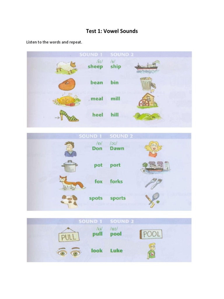Test 1 Vowel Sounds