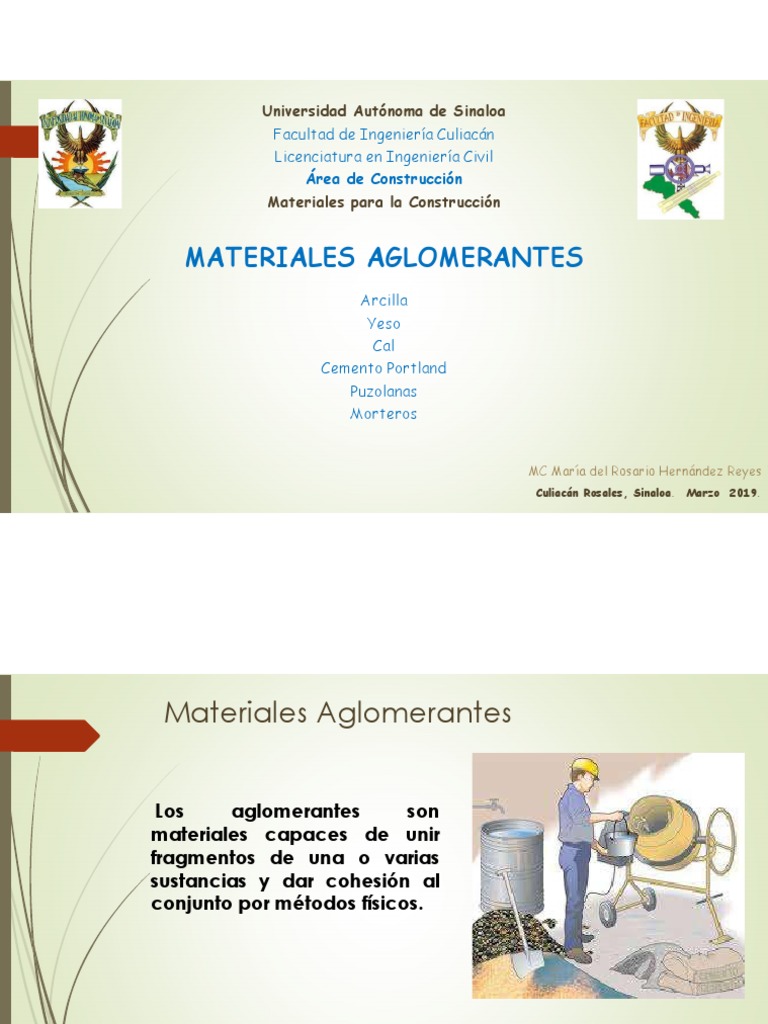 Tipos de Aglomerantes Naturales | PDF | Yeso | Cemento