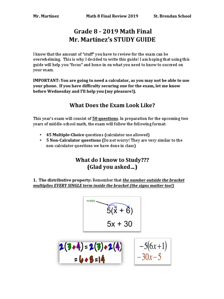 Grade 8 - 2019 Math Final | PDF | Fraction (Mathematics) | Area