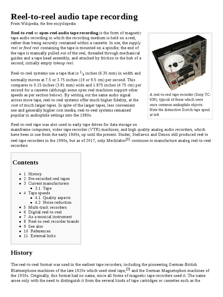 Reel-To-Reel Audio Tape Recording PDF | PDF | Tape Recorder | Sound ...