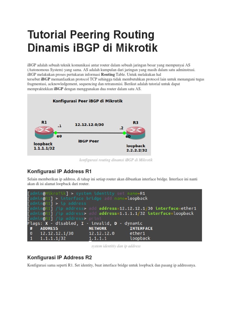 Tutorial Peering Routing Dinamis IBGP Di Mikrotik | PDF | Teknologi & Rekayasa