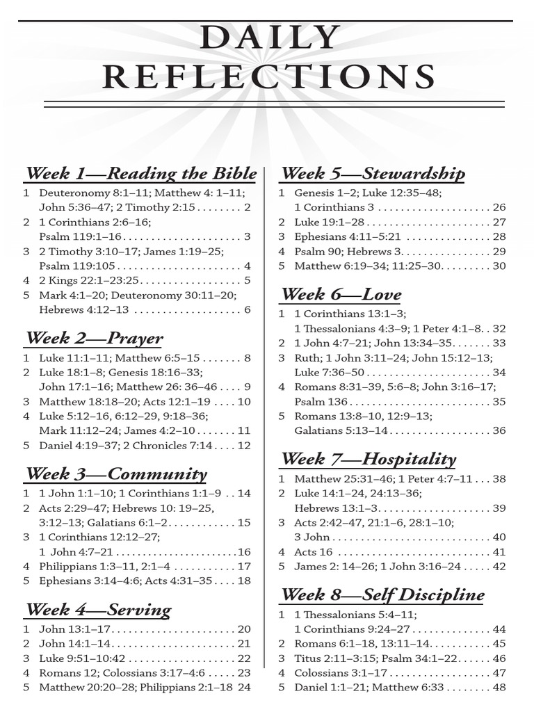 Daily Reflections: Week 1-Reading The Bible Week 5-Stewardship | PDF ...