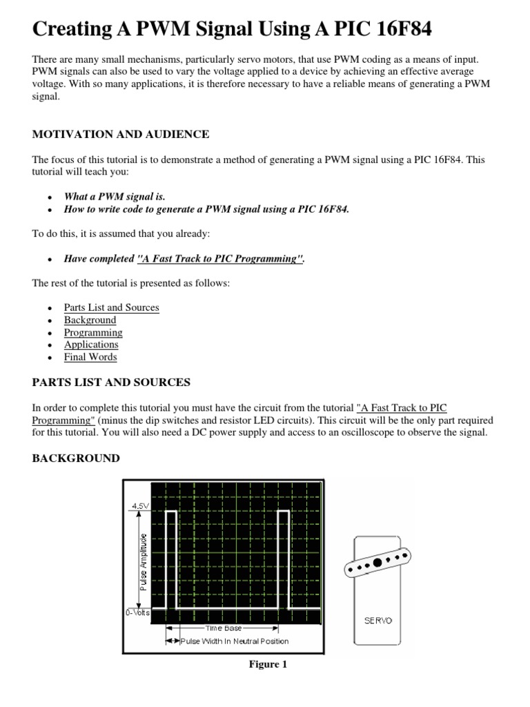 Creating A PWM Signal Using A PIC 16F84 | PDF | Electronics | Electrical Engineering