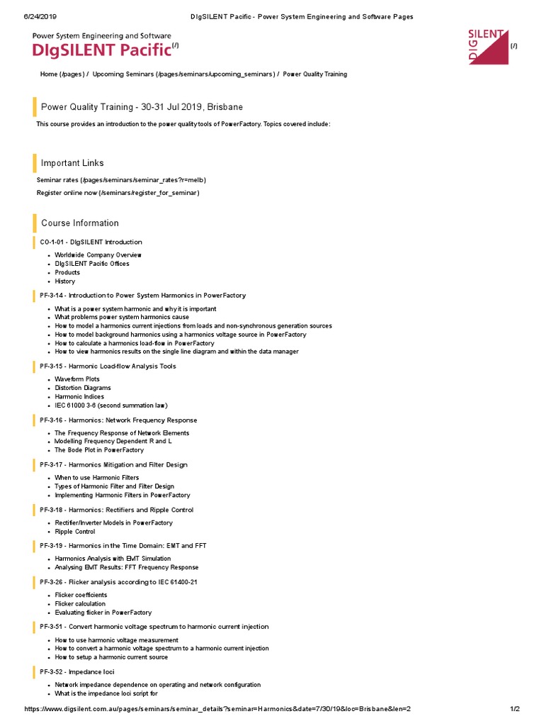 Power Quality Training - 30-31 Jul 2019, Brisbane | PDF | Electronic ...