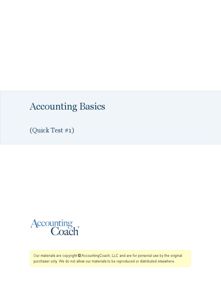 Accounting Basics 1 PDF | PDF | Debits And Credits | Expense