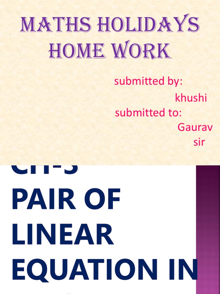 Maths Holidays Home Work | PDF | Fraction (Mathematics) | Equations