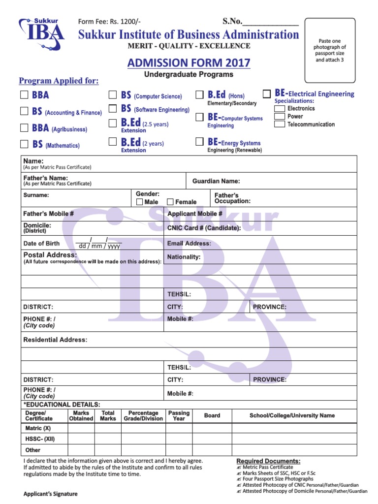 Admission Form PDF | Download Free PDF | Schools
