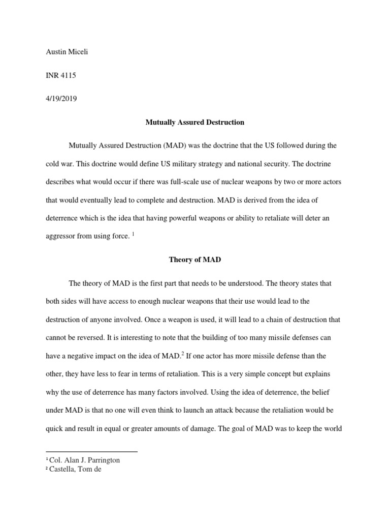 Cold War Nuclear Strategy: MAD Doctrine | PDF | Deterrence Theory ...