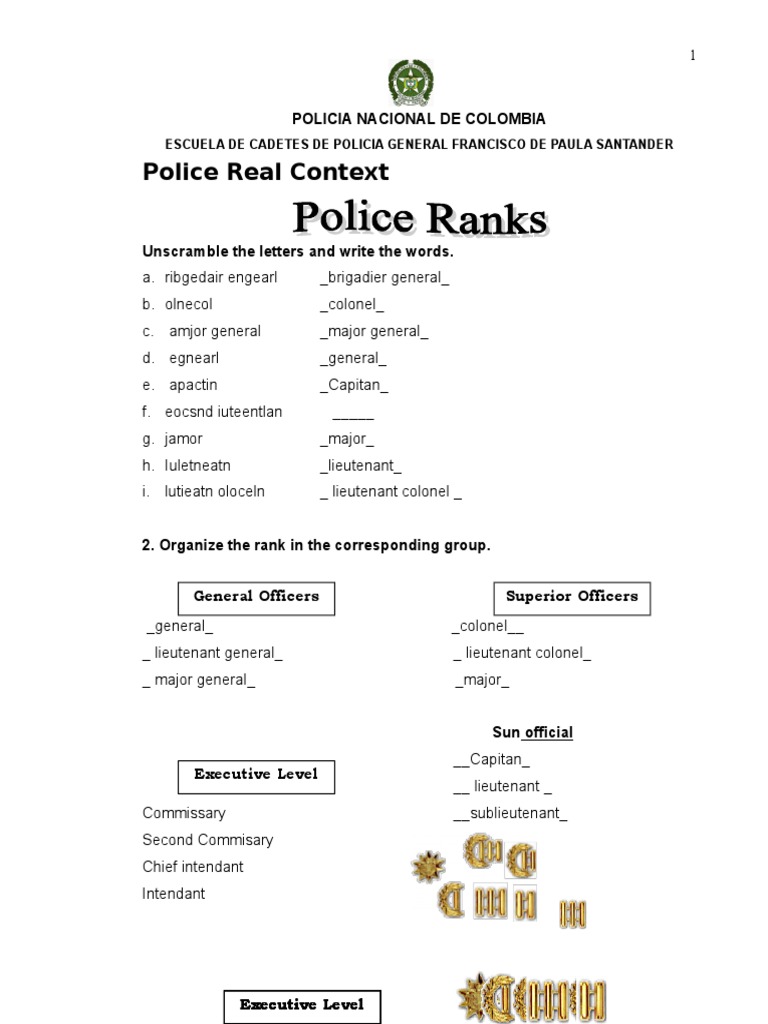 Police Real Context: Policia Nacional de Colombia | PDF | Military Rank ...