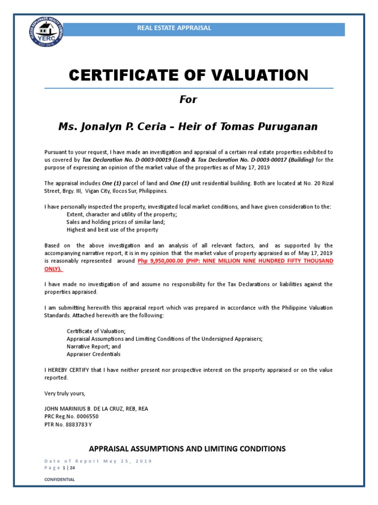 Appraisal Report | PDF | Real Estate Appraisal | Market Value