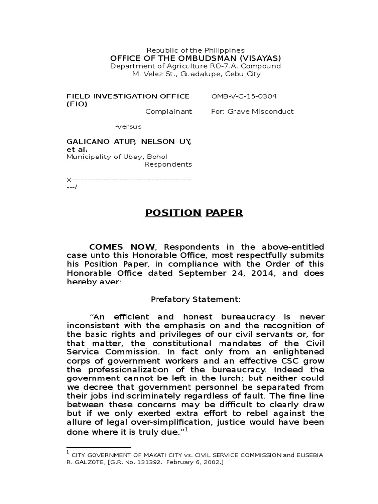 Position Paper Municipal Officials | PDF | Government | Justice
