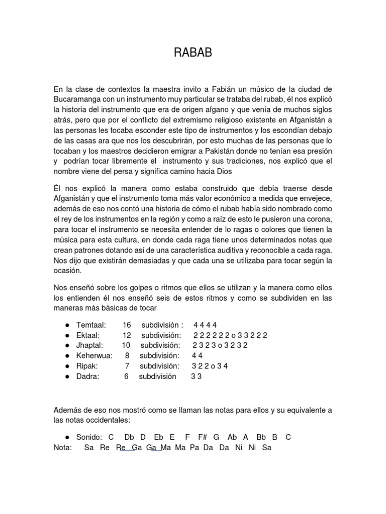 Rabab | PDF | Afganistán | Sonido