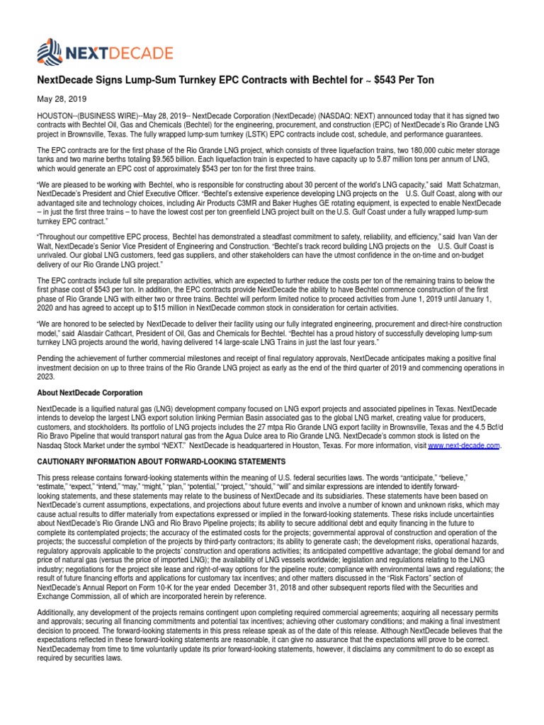 nextdecade-signs-lump-sum-turnkey-epc-contracts-with-bechtel-for-543
